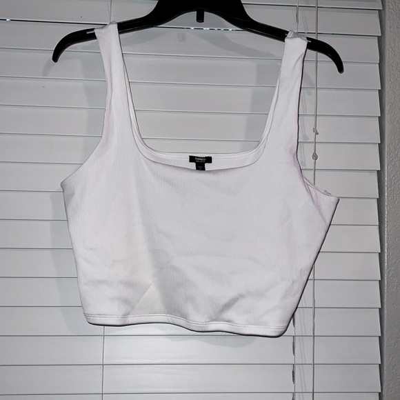 Tops | Ribbed White Cropped Tank From Express Size Xl | Poshmark